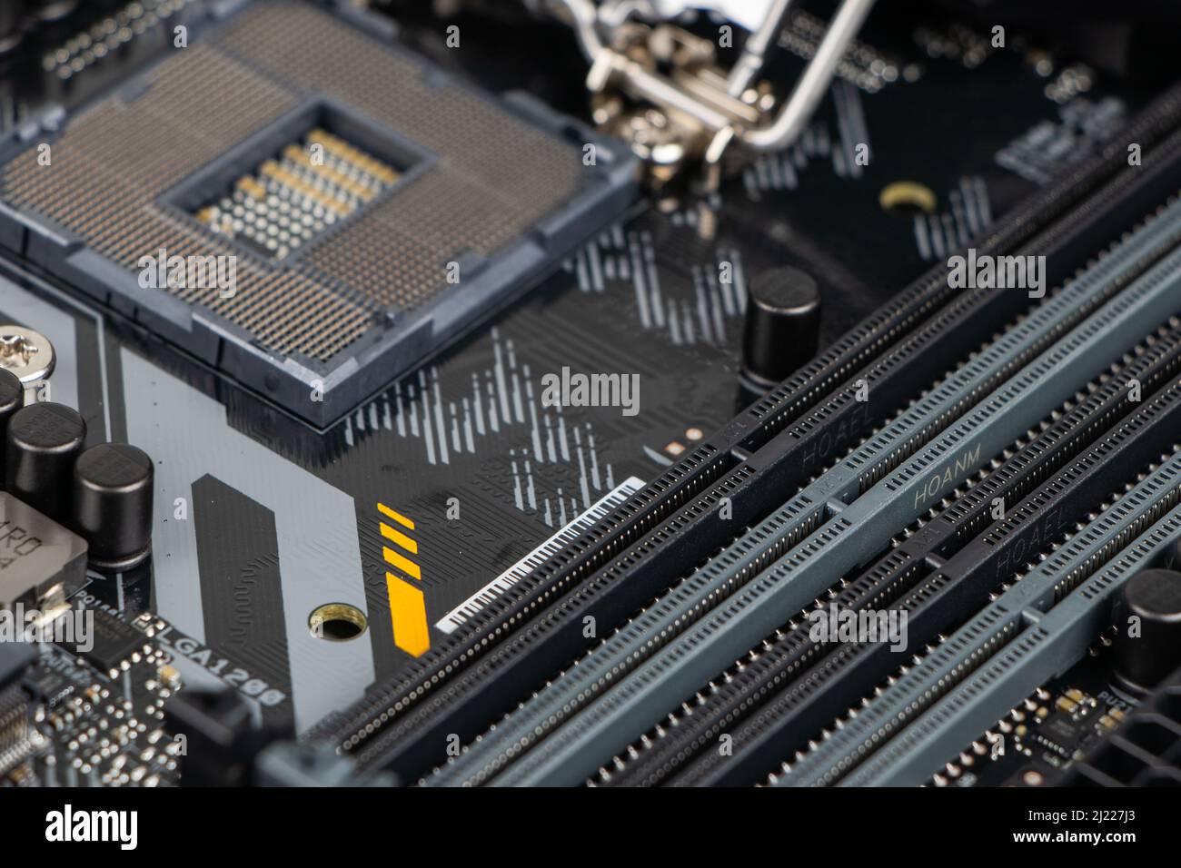 modern cpu socket on a motherboard close up Stock Photo - Alamy