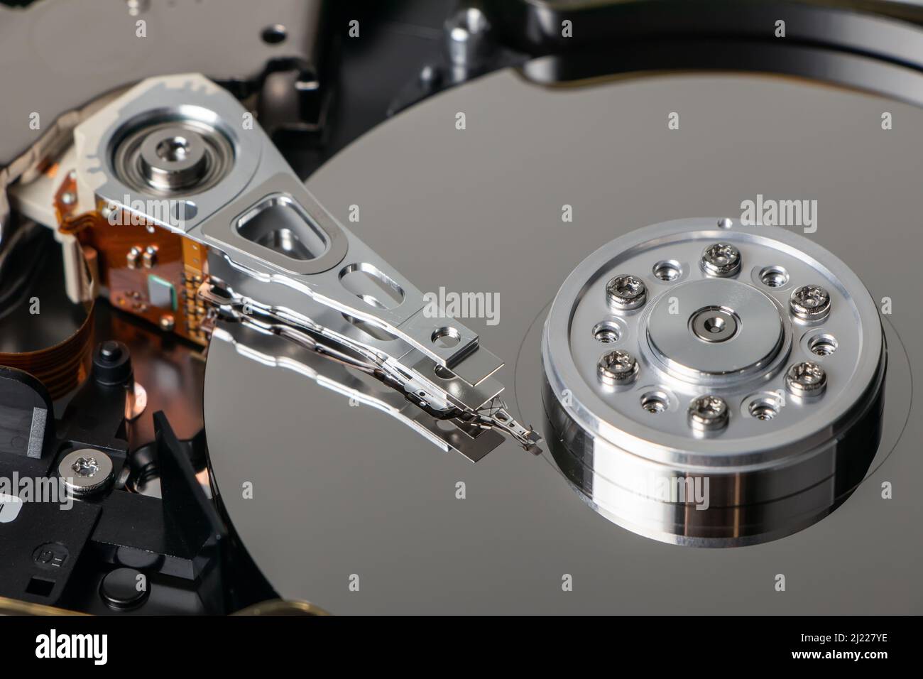 Disassembled hard drive from the computer, hdd with mirror effect ...