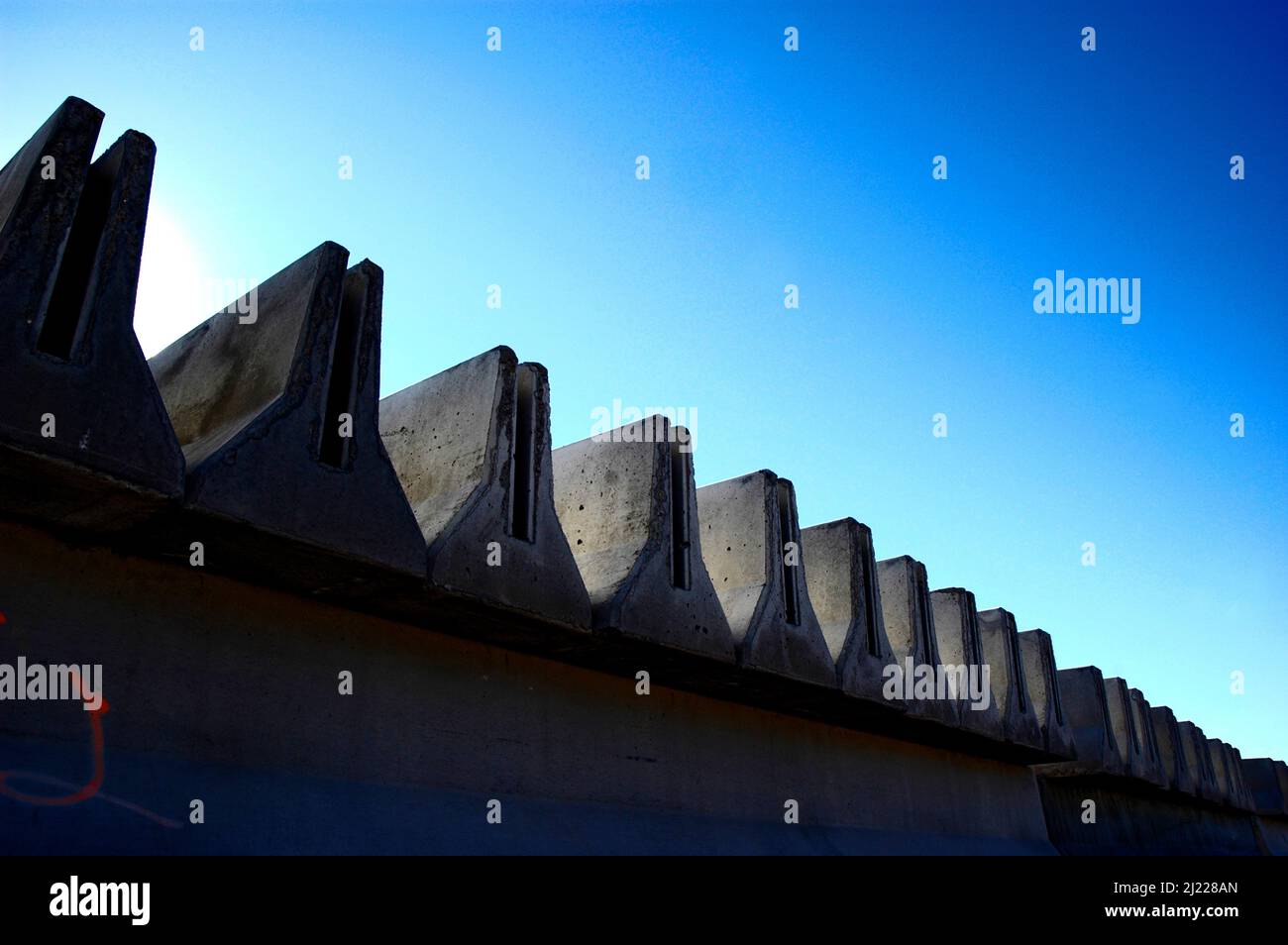 Cement Construction, and center safety rebound Barricades stacked for ...