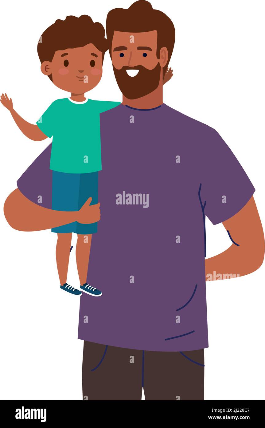 bearded dad with son Stock Vector Image & Art - Alamy