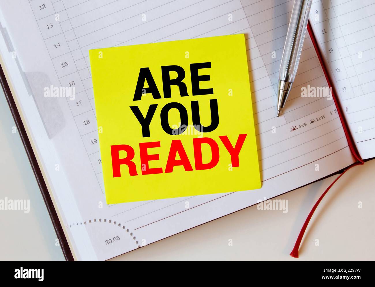 Are you ready written on the paper on a wood background Stock Photo - Alamy