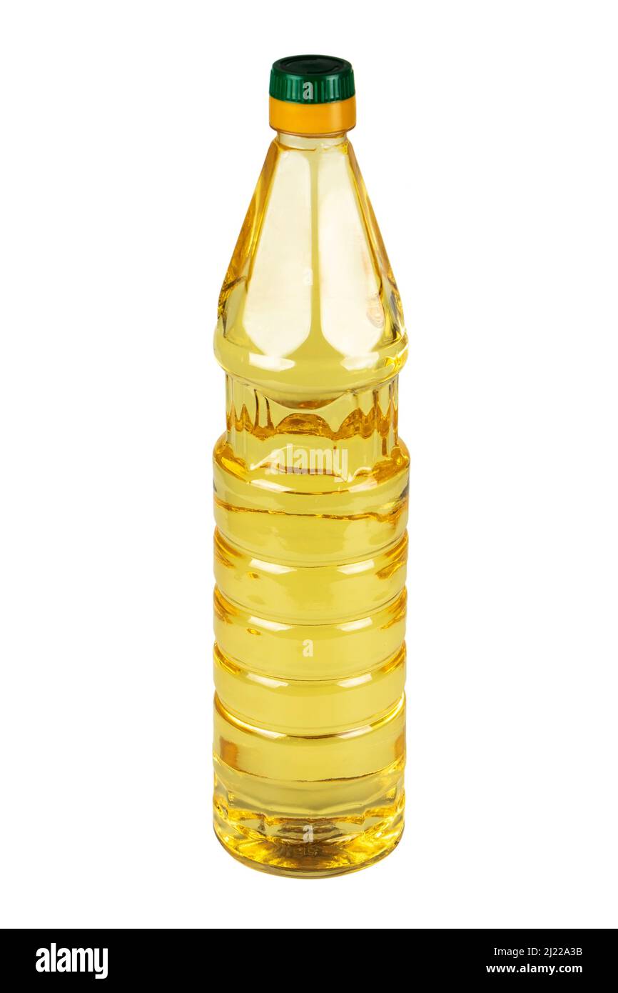 Vegetable oil in plastic bottle isolated on white background Stock ...