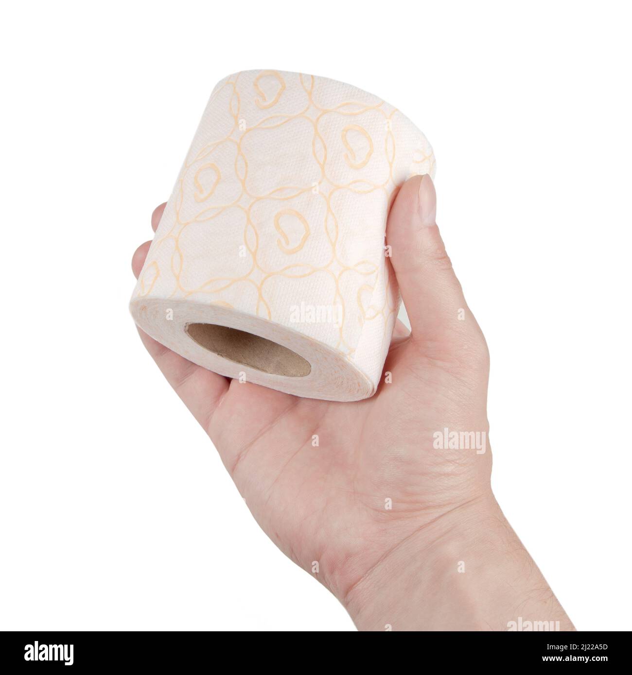 hand holding toilet paper over white background Stock Photo - Alamy