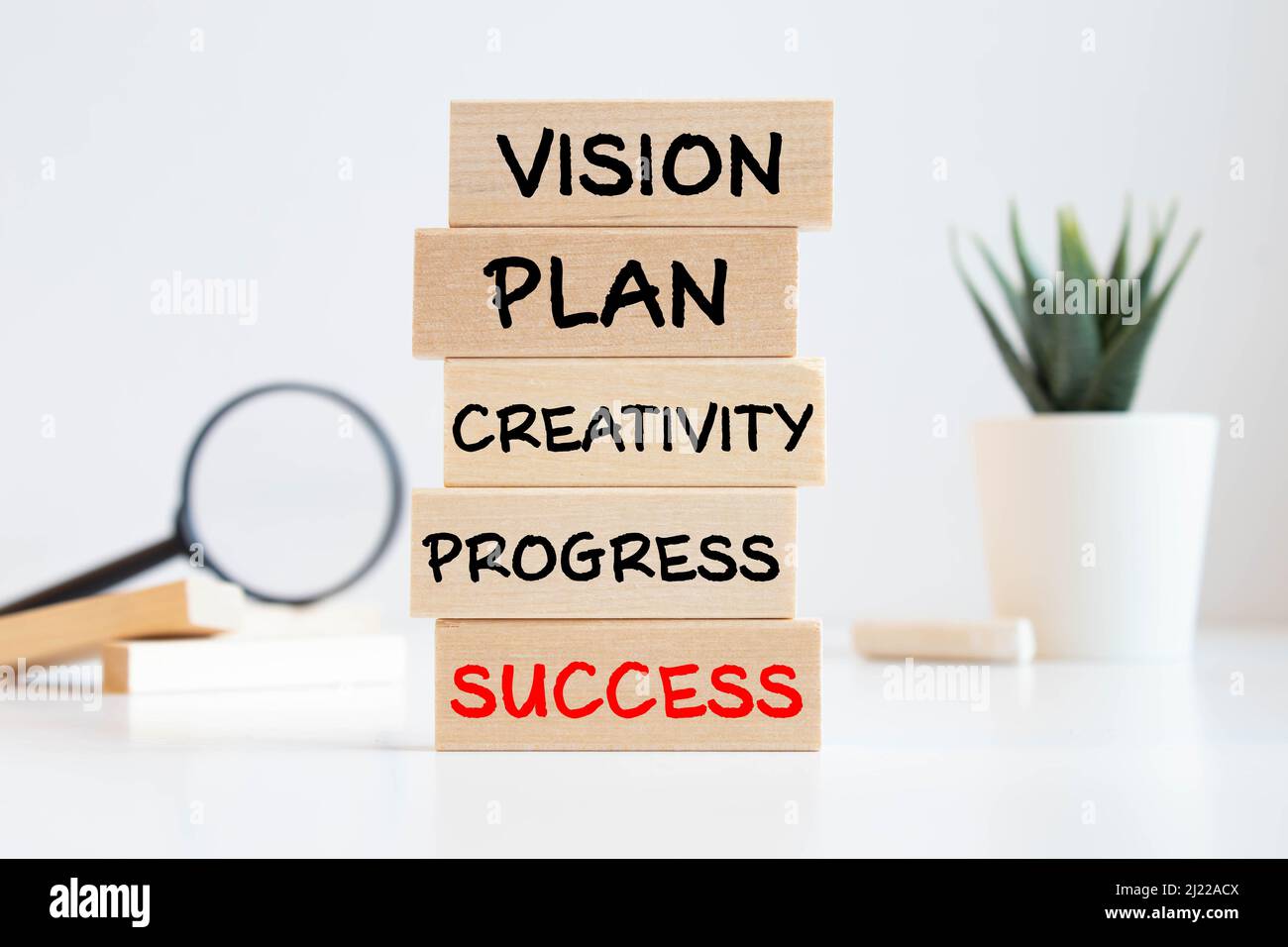 Business concept growth success process. Wood blocks stacking as stack ...