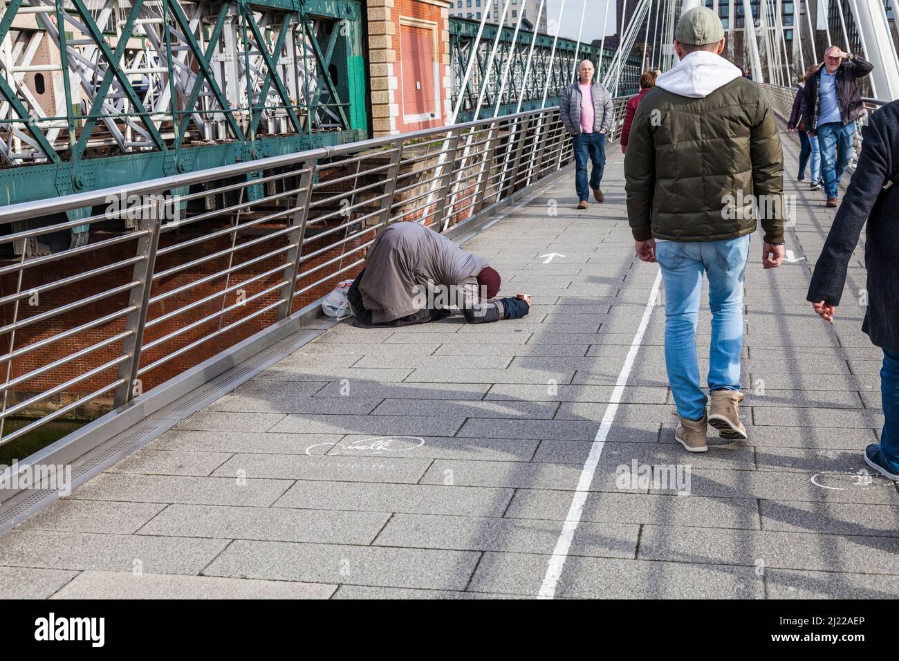 A man begging on the Golden Jubilee bridge in London,England,UK Stock ...
