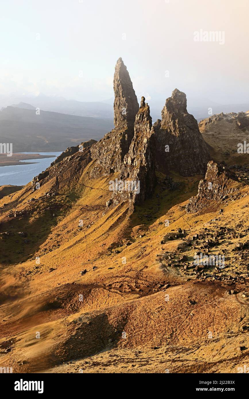 View of the Old Man of Storr isle of Skye Scotland Stock Photo - Alamy
