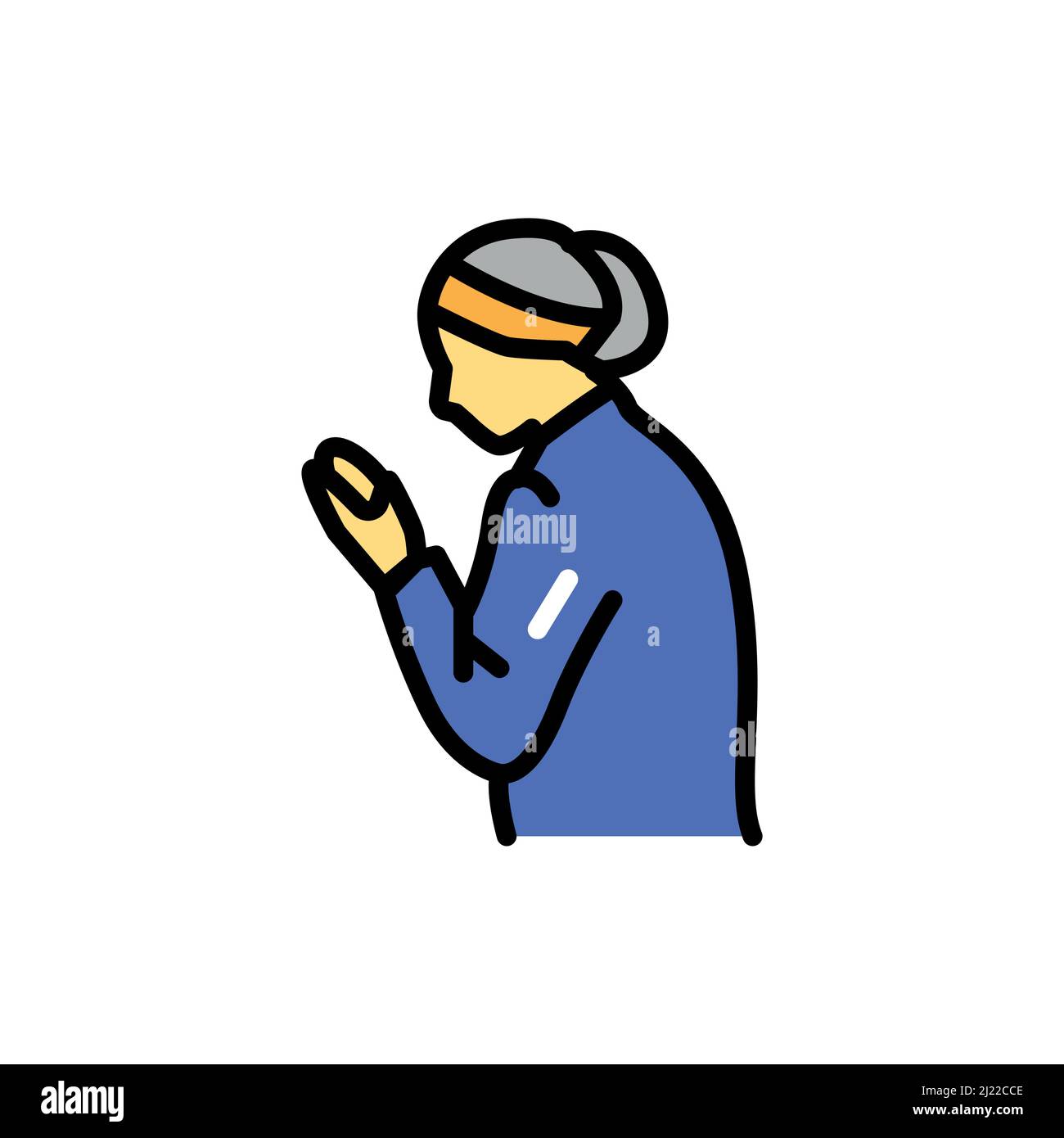 Jewish woman praying line color icon. Isolated vector element. Outline ...