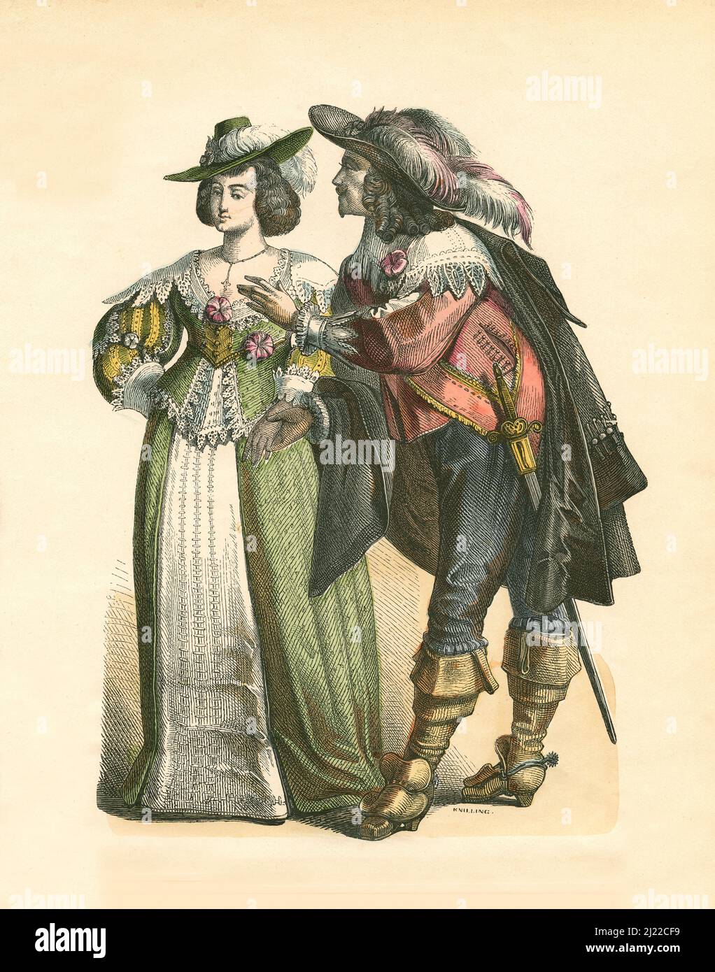 German Noble Couple, Second Third of 17th Century, Illustration, The ...