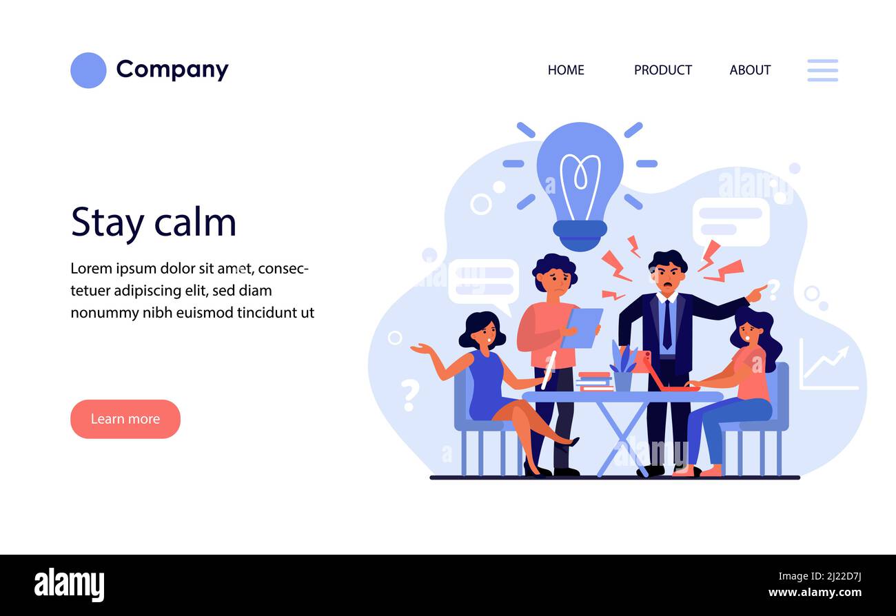 Aggressive boss scolding upset employees. Angry boss, mistakes, error ...
