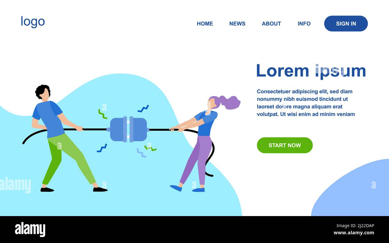 Groups of people pulling rope in tug of war play. Struggling team ...