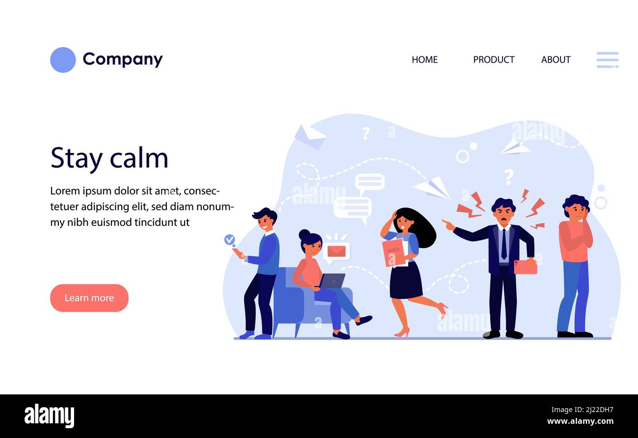 Aggressive leader shouting at scared employees. Angry boss, error ...