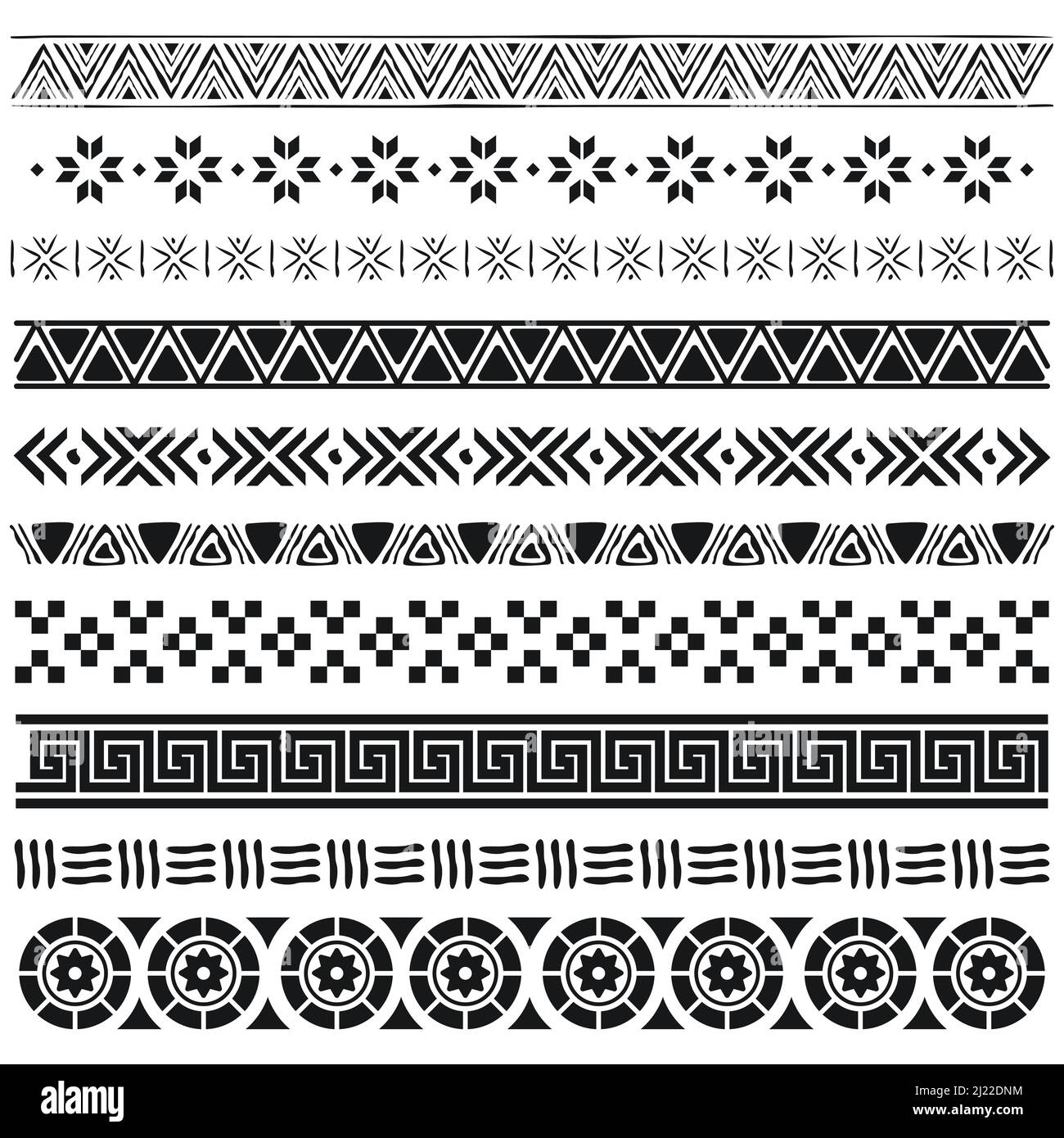 Aztec borders set. Ethnic ornament, decoration patterns in Arabic ...
