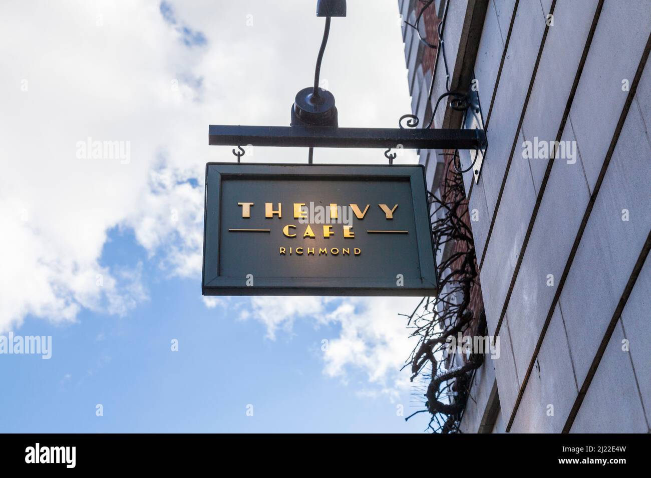 Sign outside The Ivy Cafe in Richmond upon Thames, Surrey,England,UK ...