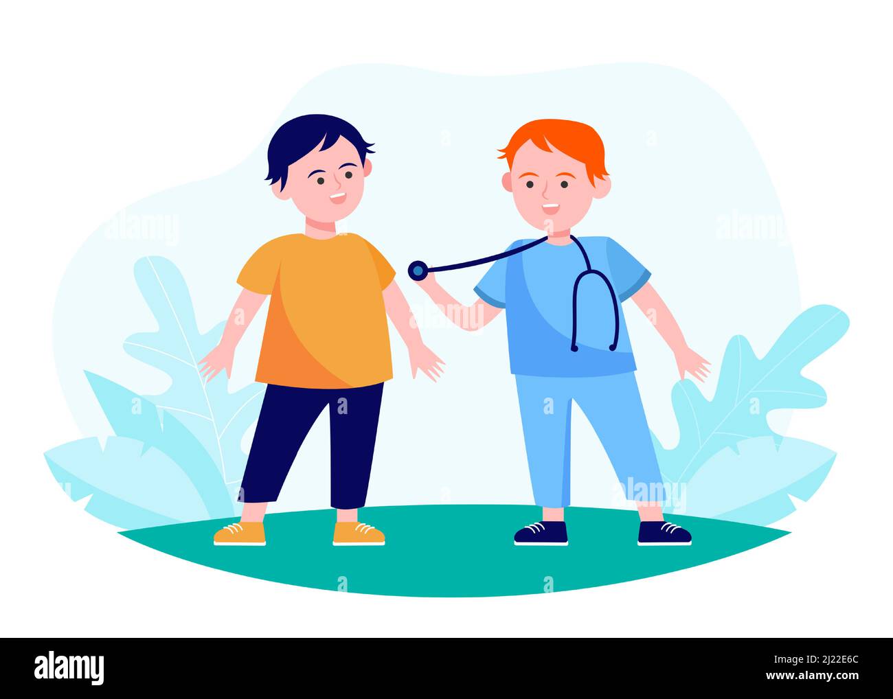 Children playing doctor and patient Cut Out Stock Images & Pictures - Alamy