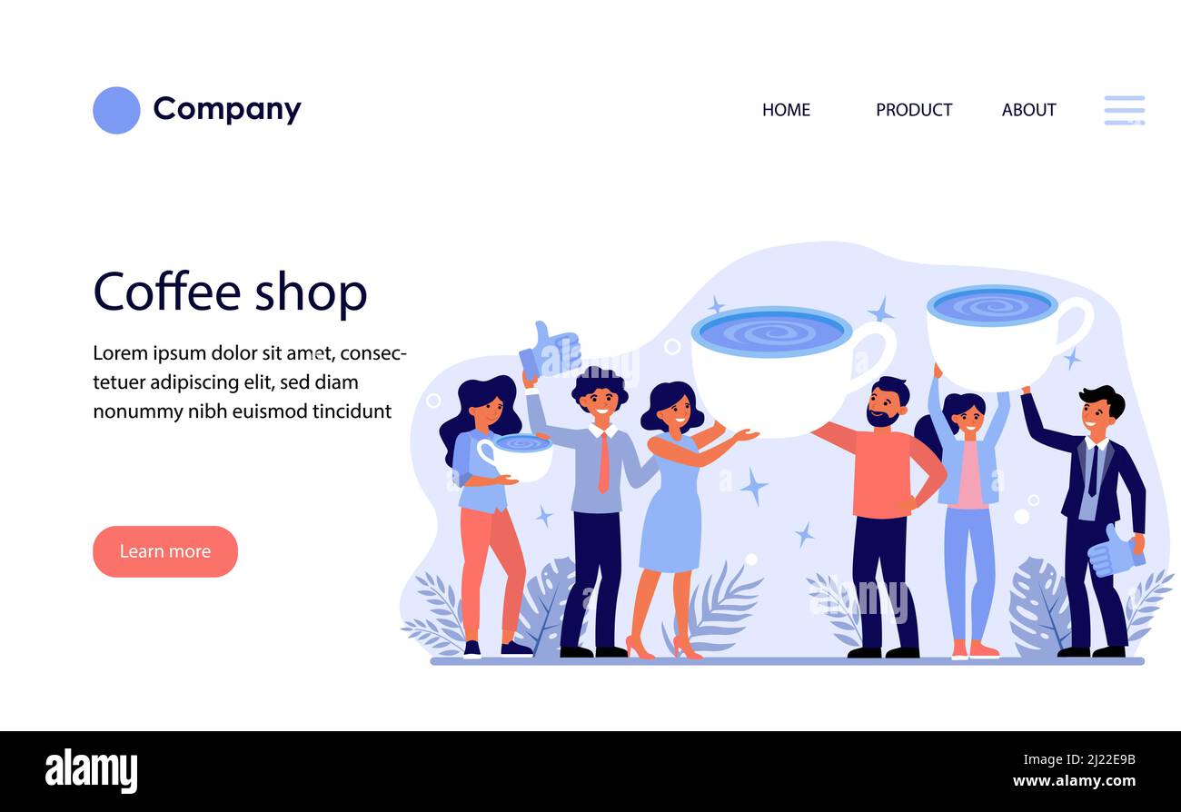 Happy coffee shop customers. People holding espresso cups, mug, black ...