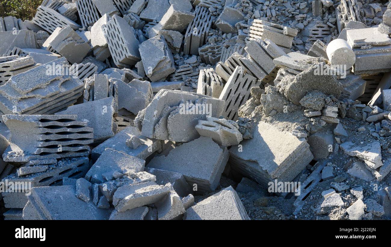 Broken rubble stones, Dunkirk harbor, Dunkirk, Nord, Hauts-de-France ...