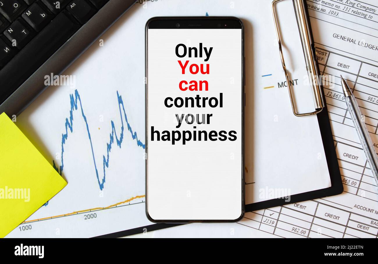 Only You can control your happiness. Text caption for inspiration on ...