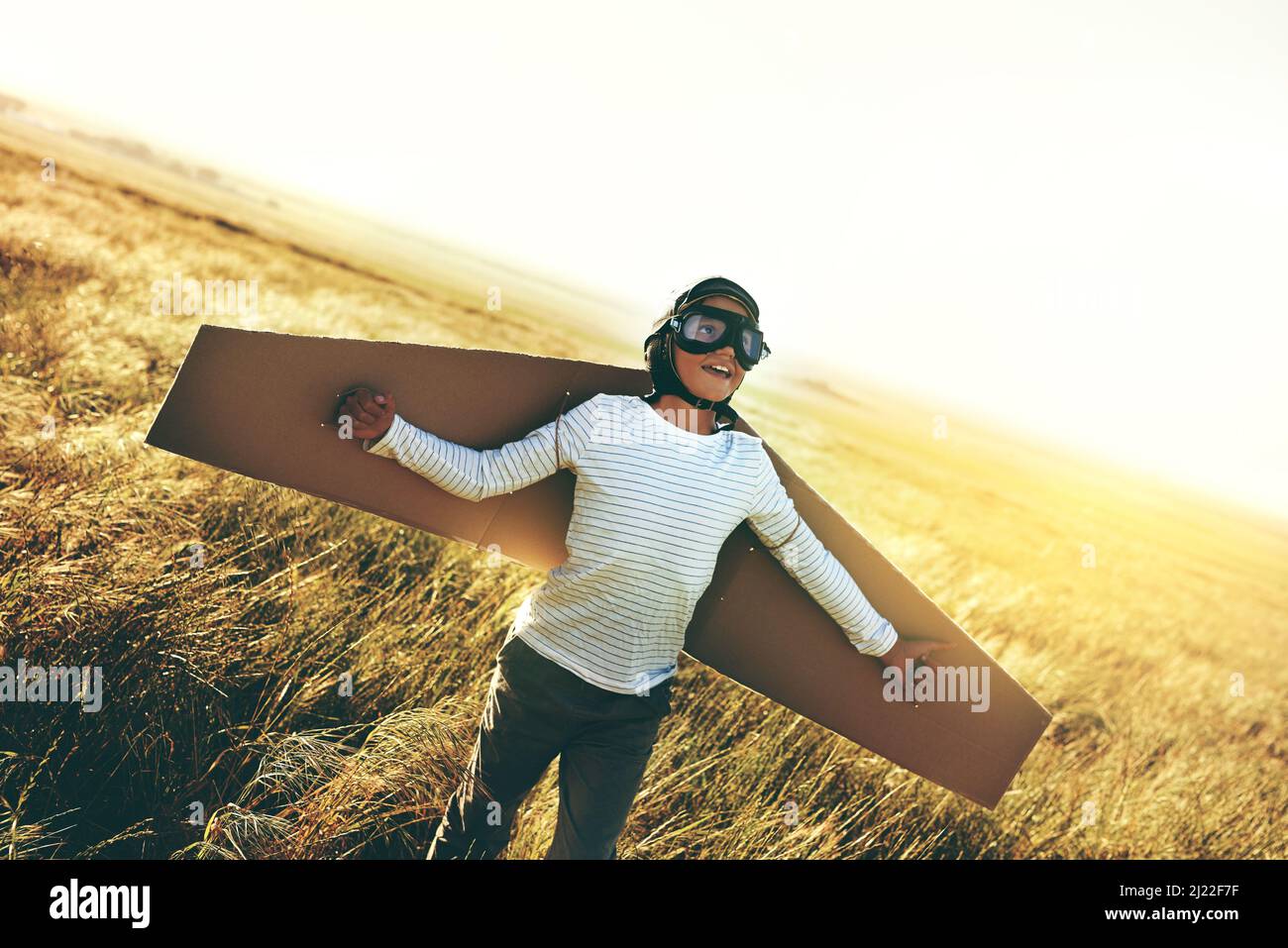 Childhood is a chance for magical adventures. Shot of a young boy ...