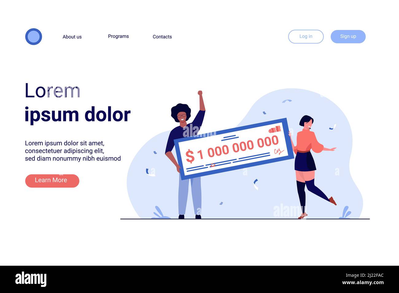 Happy girl and guy winning billion of cash, getting money prize ...