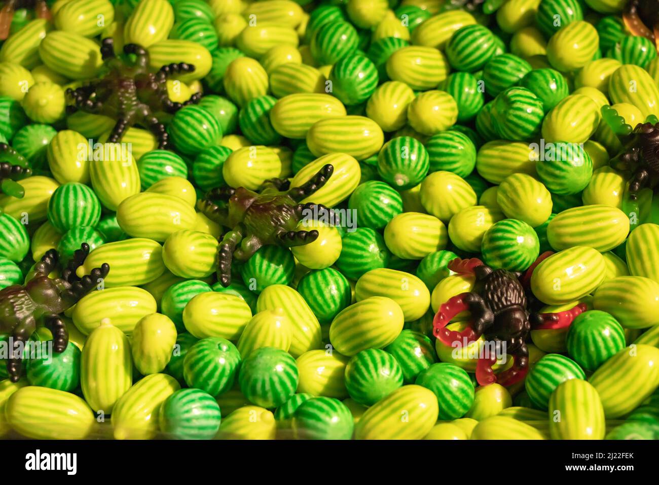 Candies with jelly and sugar. colorful array of different childs sweets ...