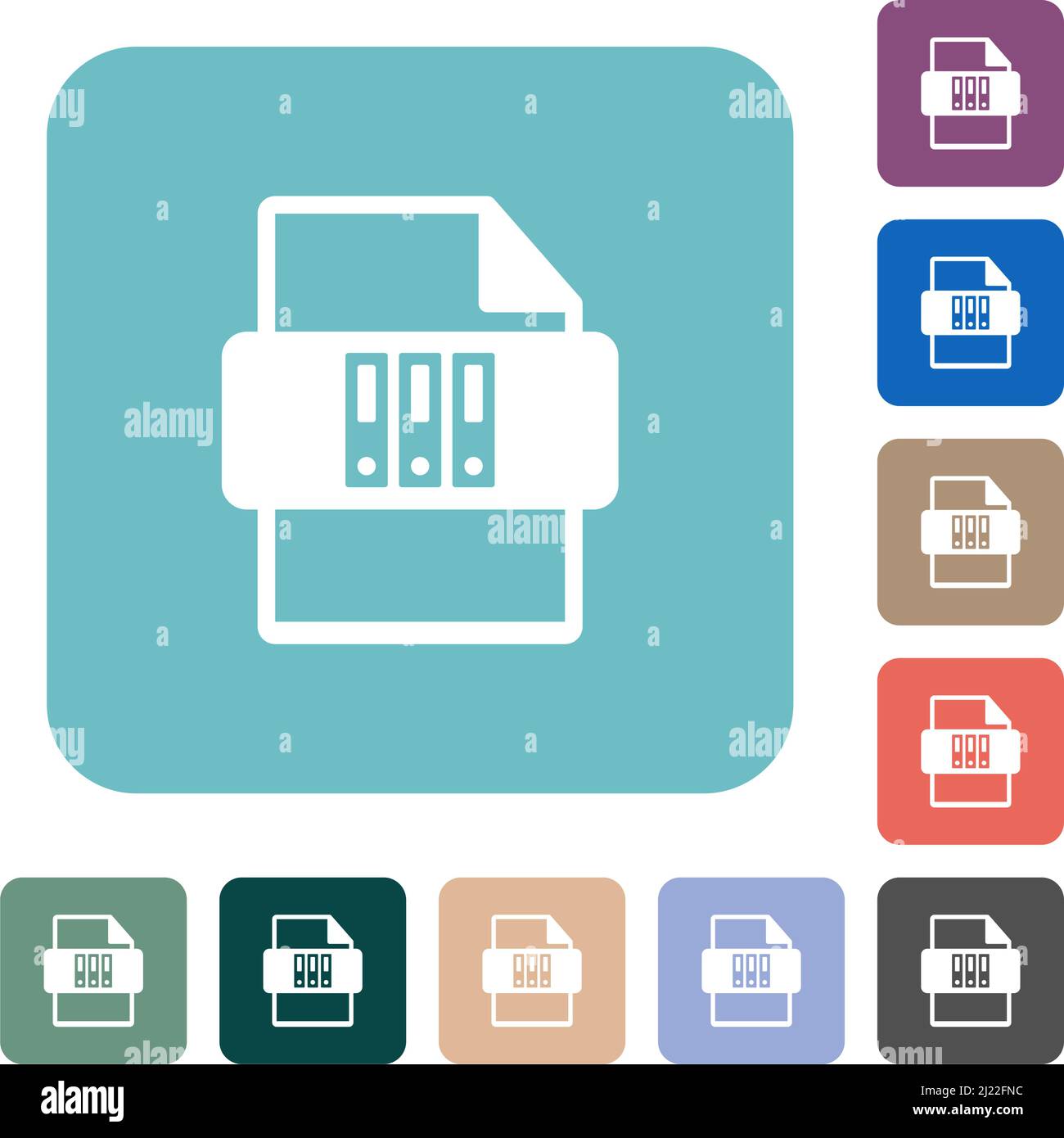 Archive file type white flat icons on color rounded square backgrounds ...