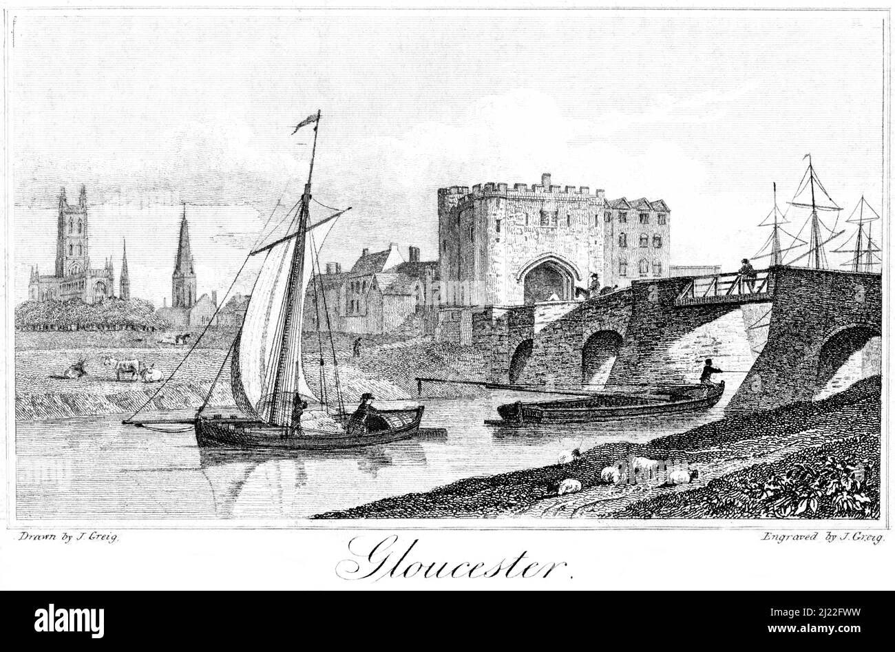A view of the bridge over the River Severn in Gloucester UK scanned at ...