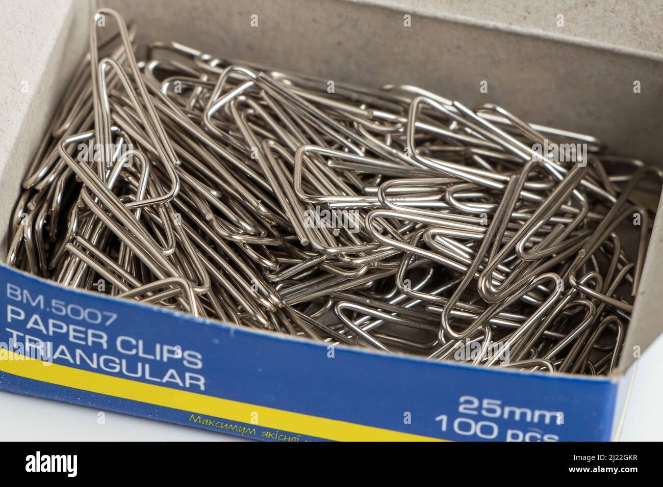 Paper silver clip in a box Stock Photo - Alamy