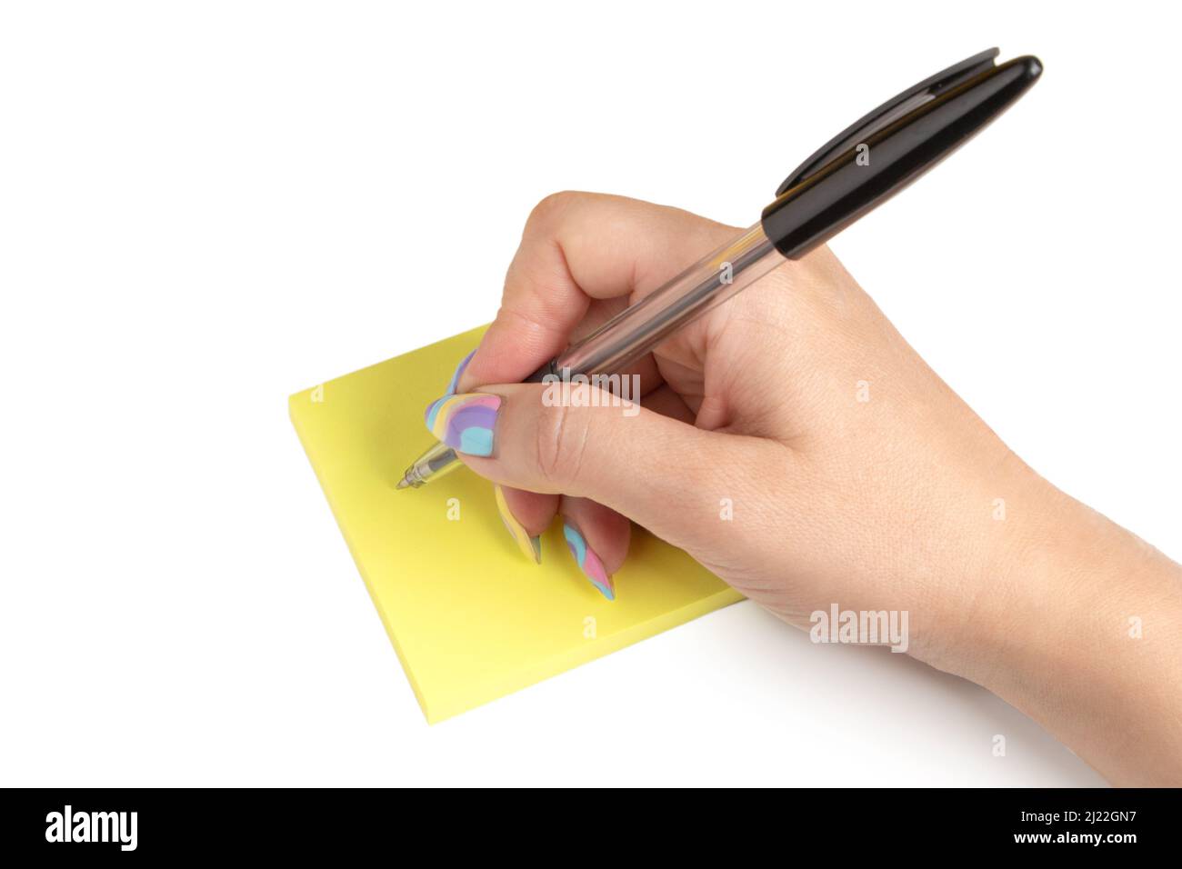 Hands with pen over paper isolated on white background Stock Photo - Alamy