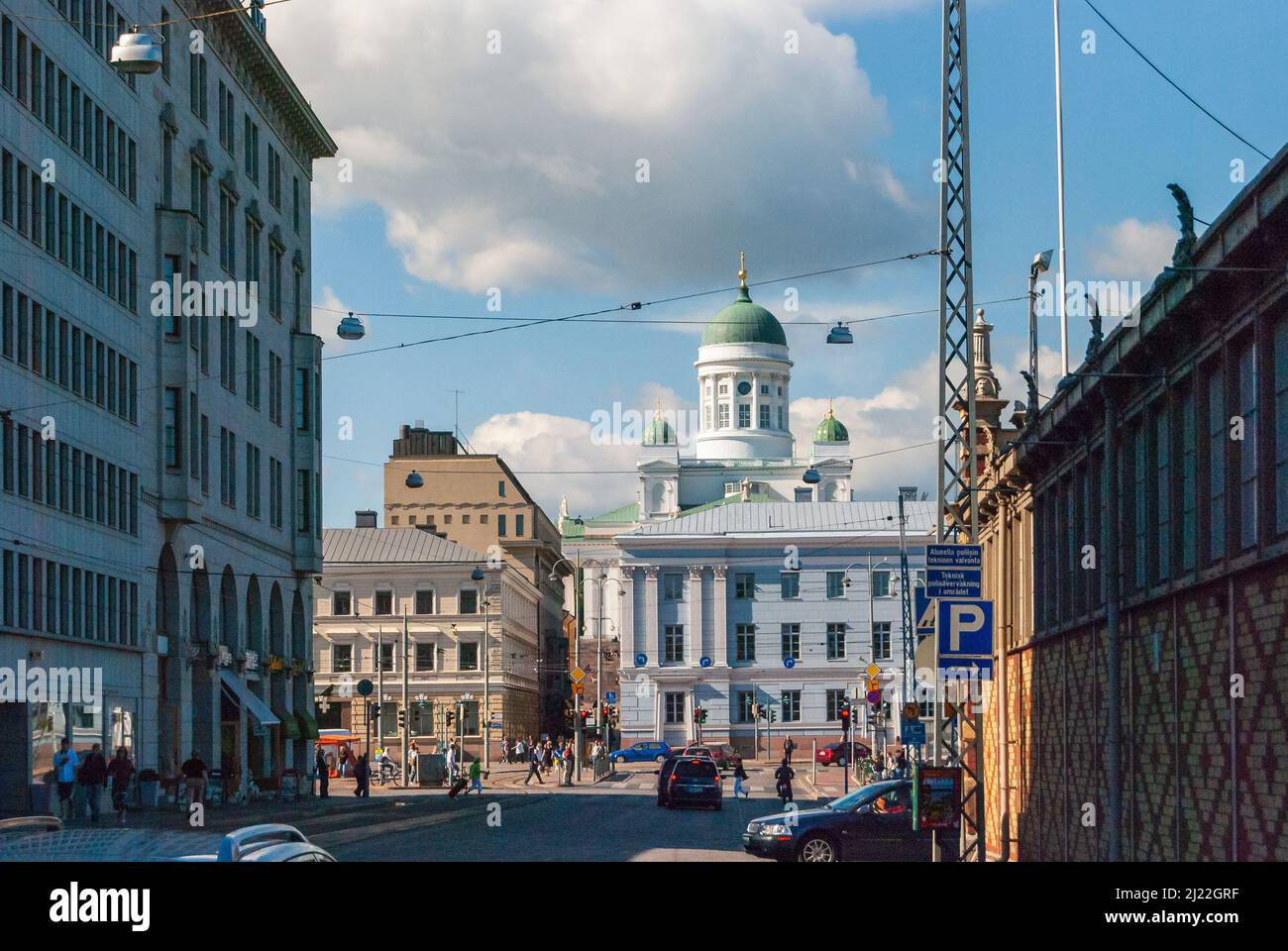 Helsinki Cathedral seen from Eteläranta street in Helsinki Finland ...