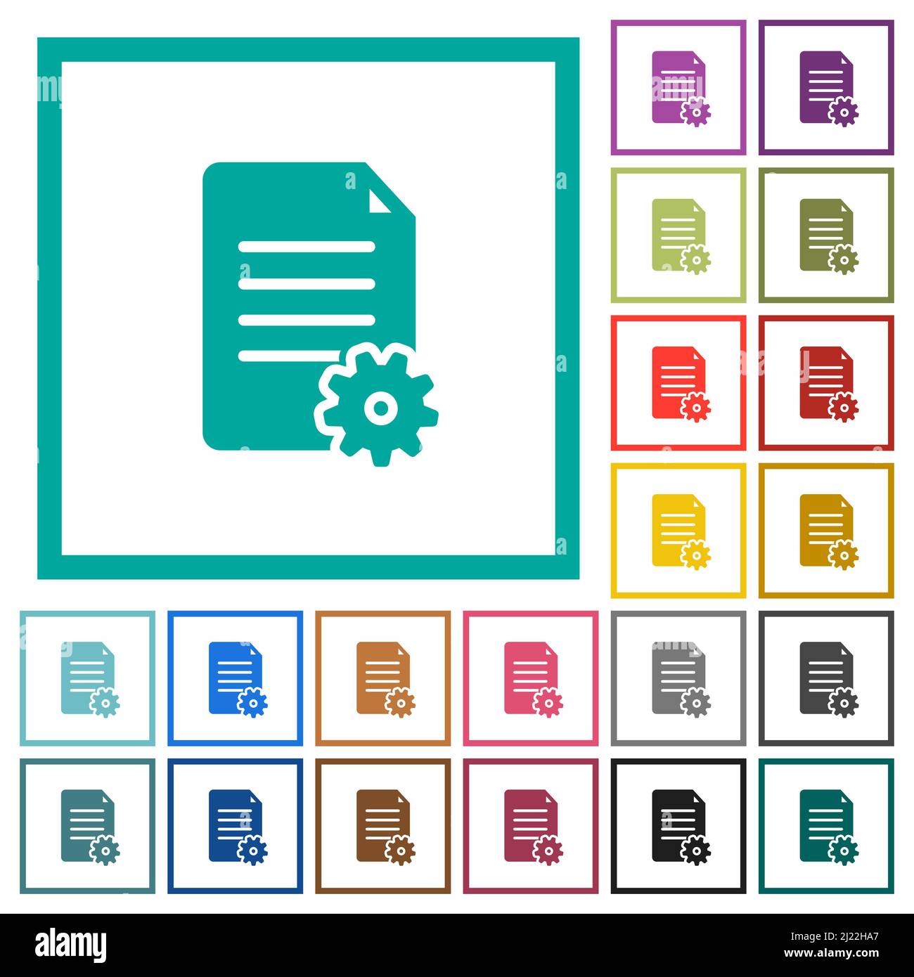 Document setup solid flat color icons with quadrant frames on white ...
