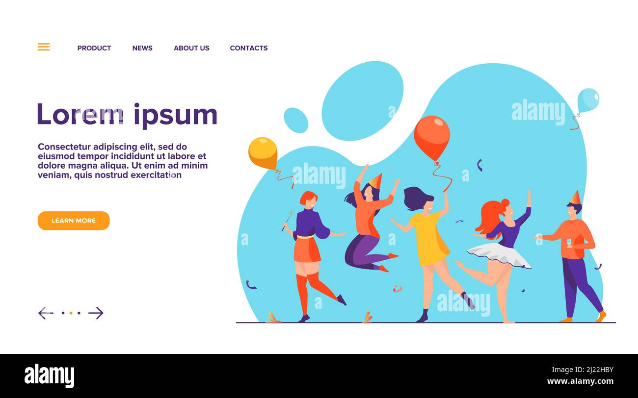 Happy excited people dancing at party flat vector illustration ...