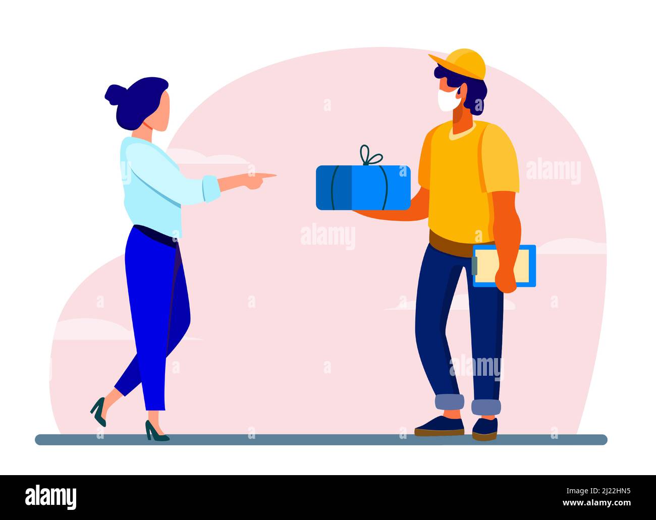 Woman parcel door delivery Stock Vector Images - Alamy