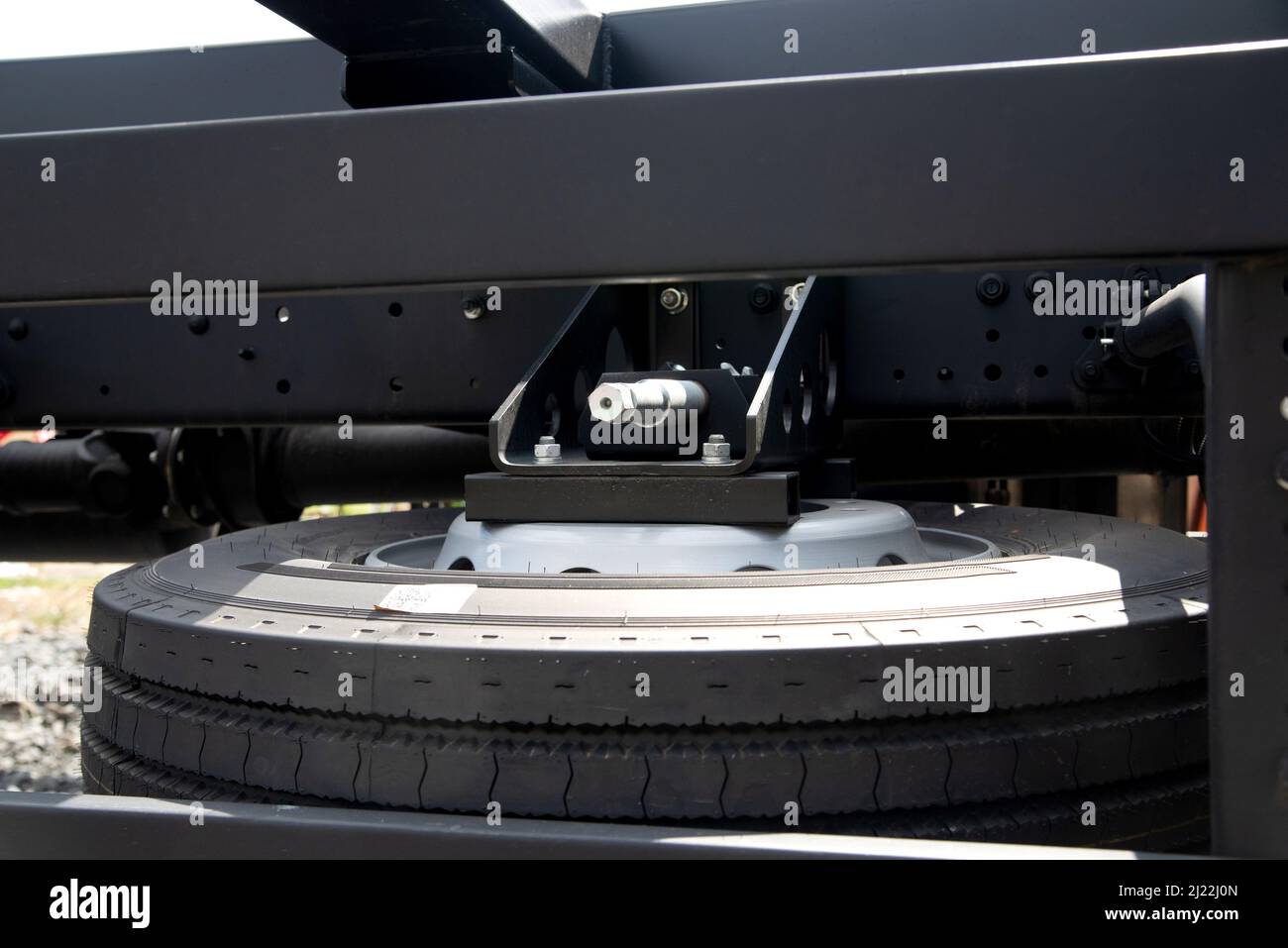 Heavy Duty Truck Tires Closeup Photo. Semi Truck Wheels Stock Photo - Alamy