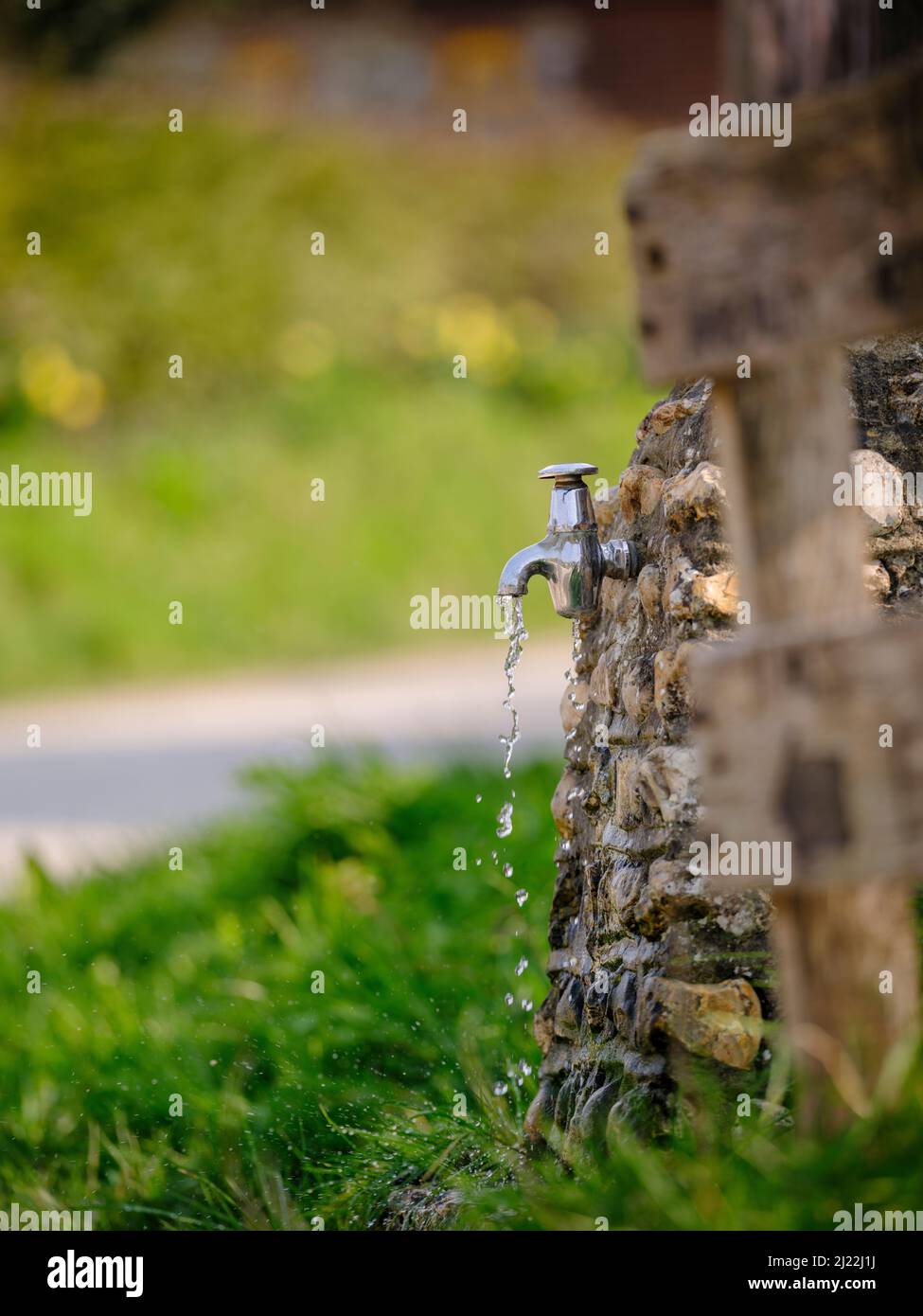 A water tap for walkers on the South Downs Way at Manor Farm Stock ...