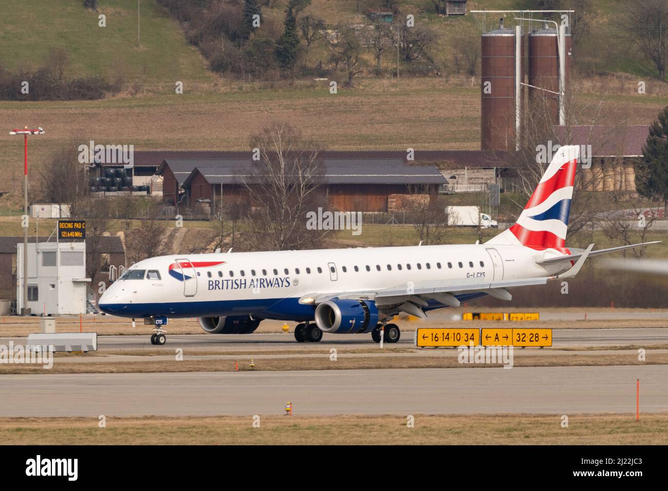 Zurich, Switzerland, February 24, 2022 British Airways Embraer E190 ...