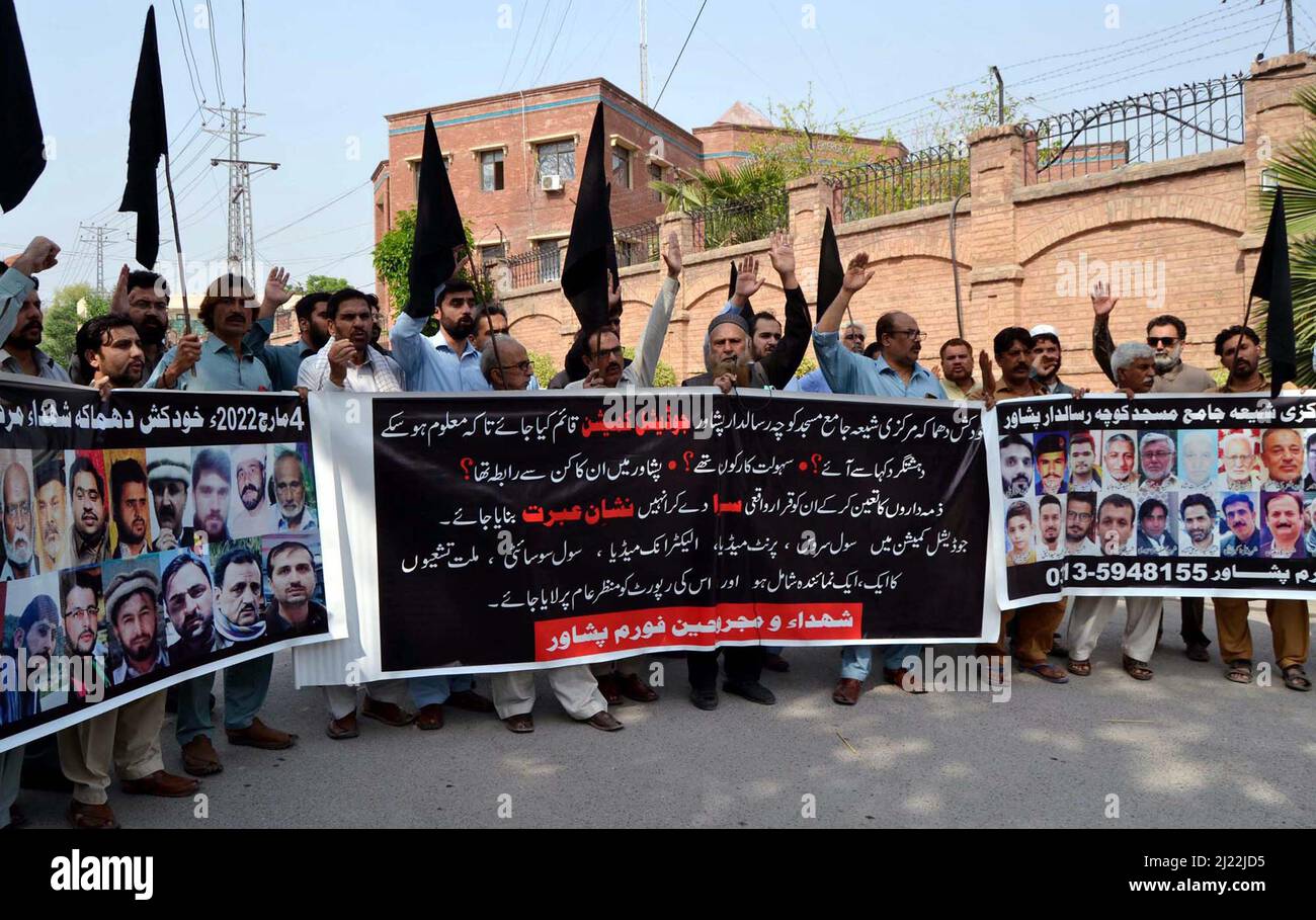 Peshawar, Pakistan, March 29, 2022. Members of the Shia community are ...