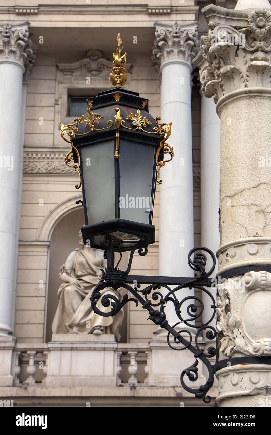 Old street light lantern on bilding Stock Photo - Alamy