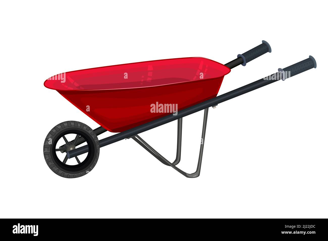 Wheelbarrow isolated on white background. Garden wheelbarrow icon. Red ...