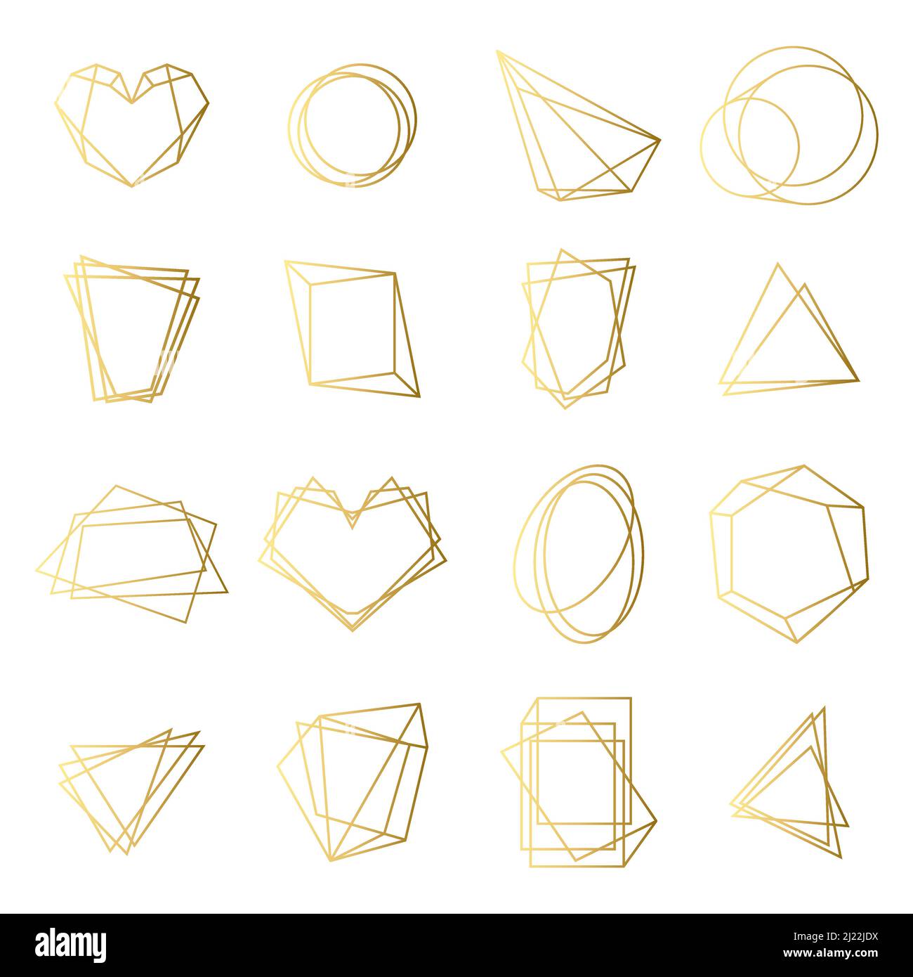Golden frames set. Irregular geometric shapes with gold contours ...
