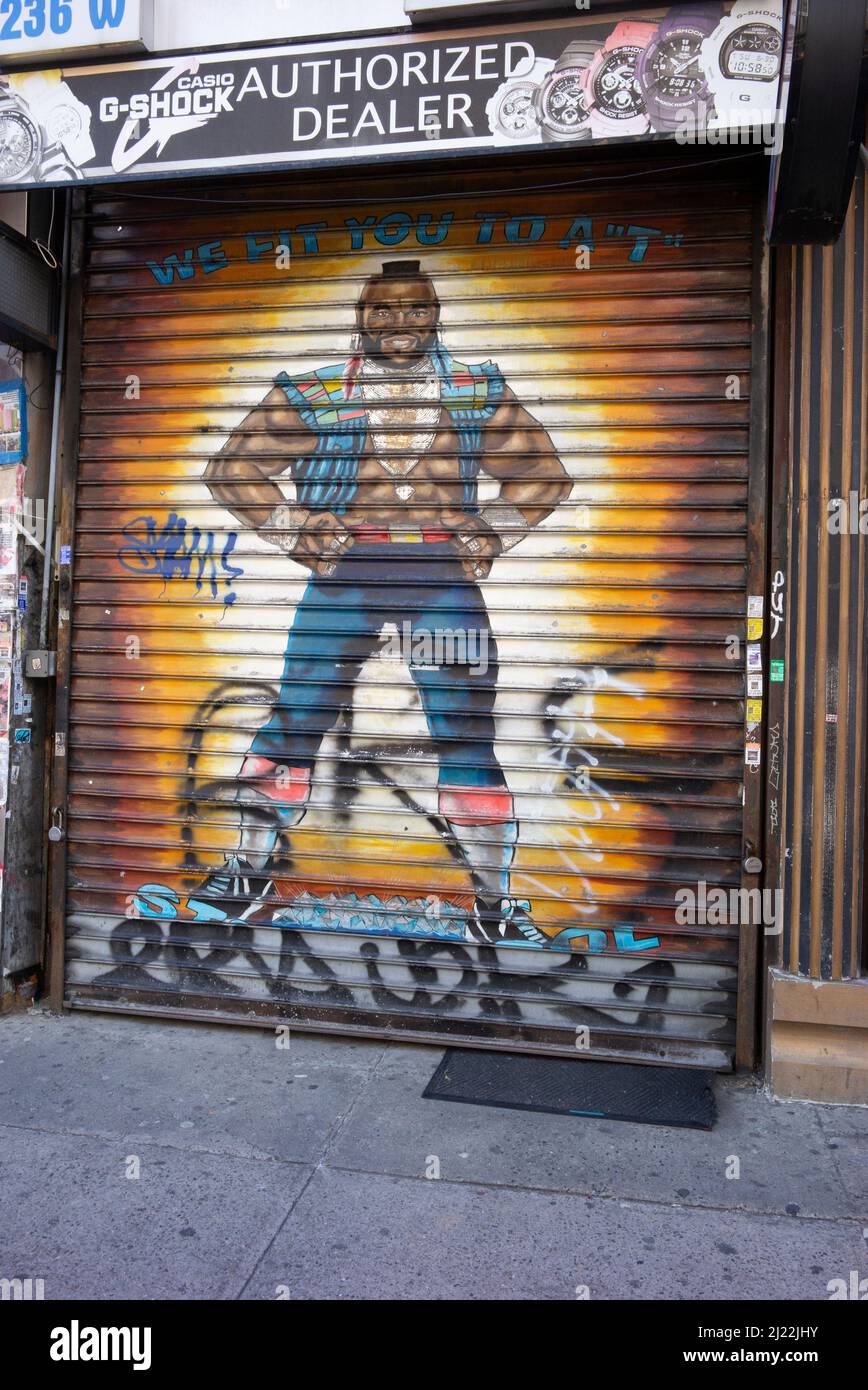 Mr. T Security Gate Graffiti Mural by Franco The Great, Harlem, New ...