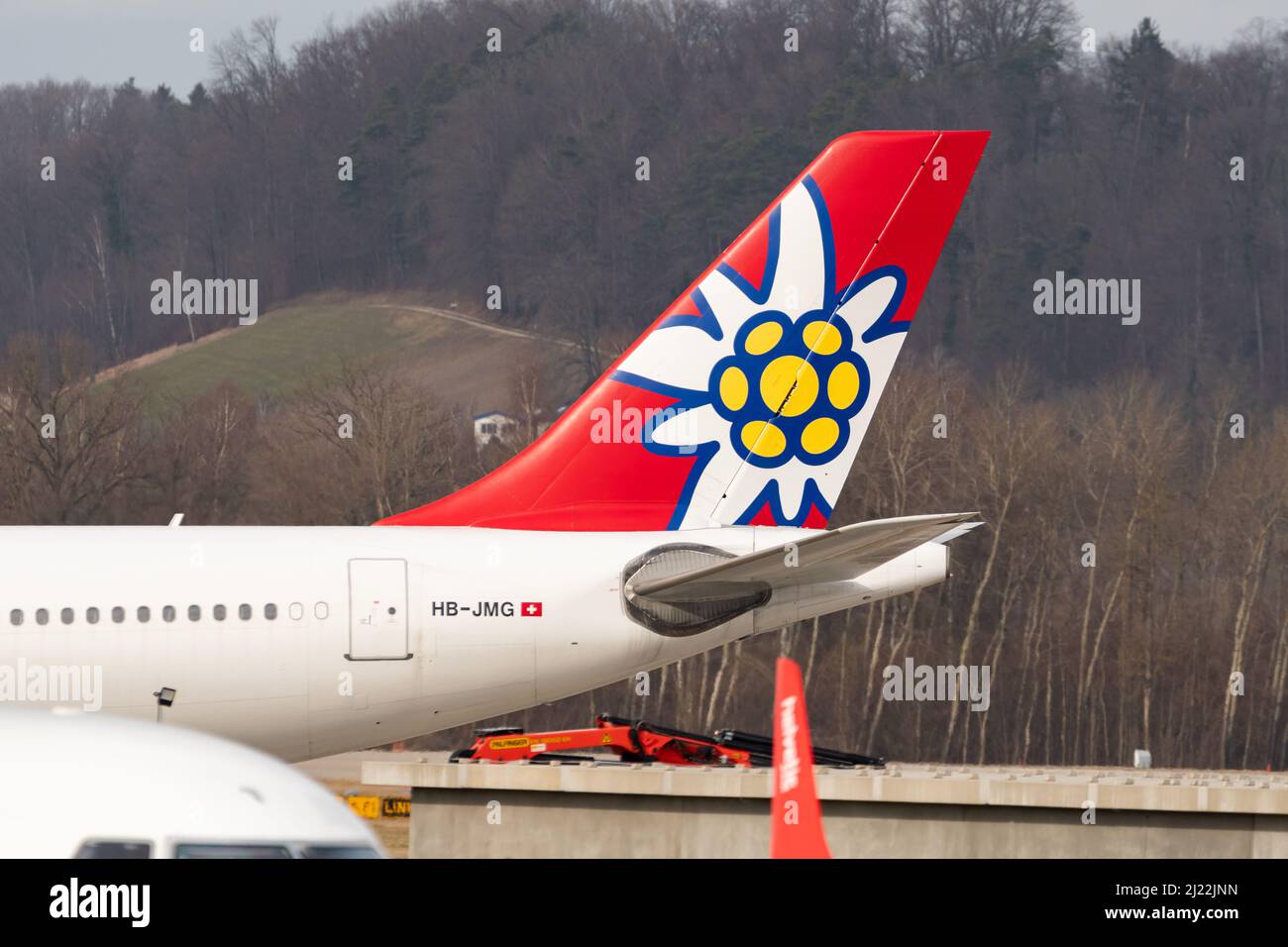 Zurich, Switzerland, February 24, 2022 Tail with the logo from ...