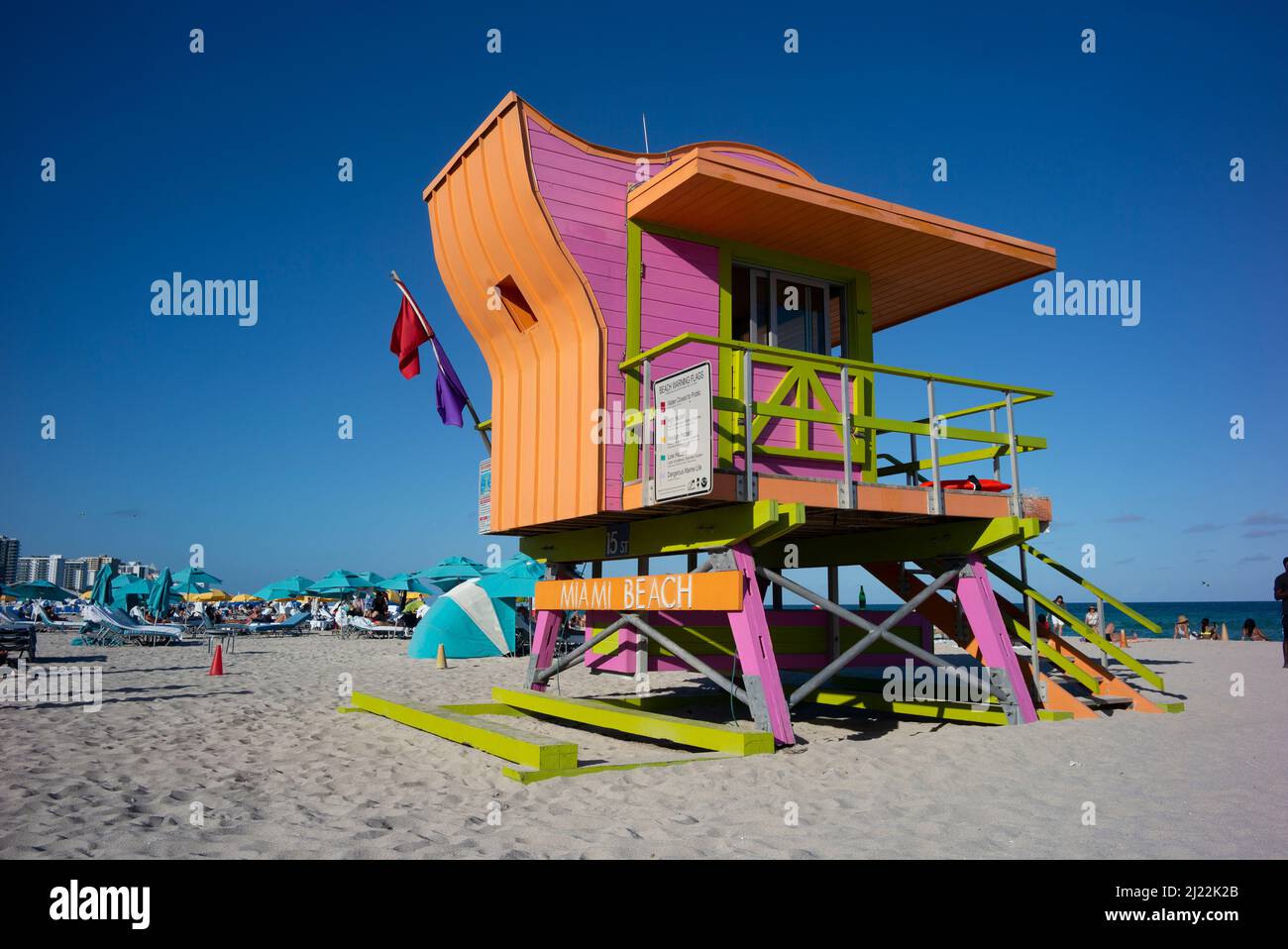 Miami Florida, Lifeguard tower on Miami Beach Stock Photo - Alamy