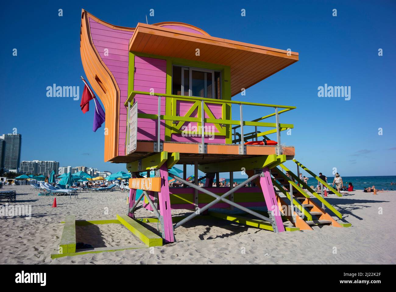 Miami Florida, Lifeguard tower on Miami Beach Stock Photo - Alamy