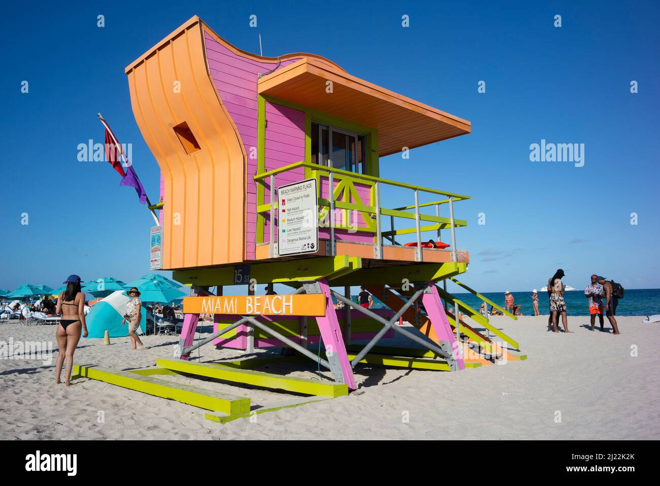 Miami Florida, Lifeguard tower on Miami Beach Stock Photo - Alamy