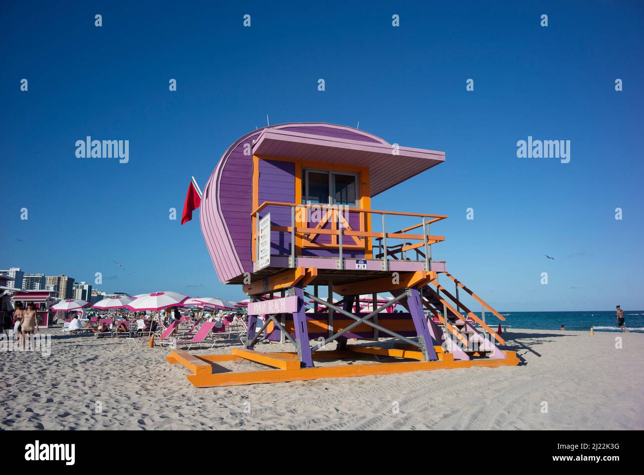 Miami Florida, Lifeguard tower on Miami Beach Stock Photo - Alamy