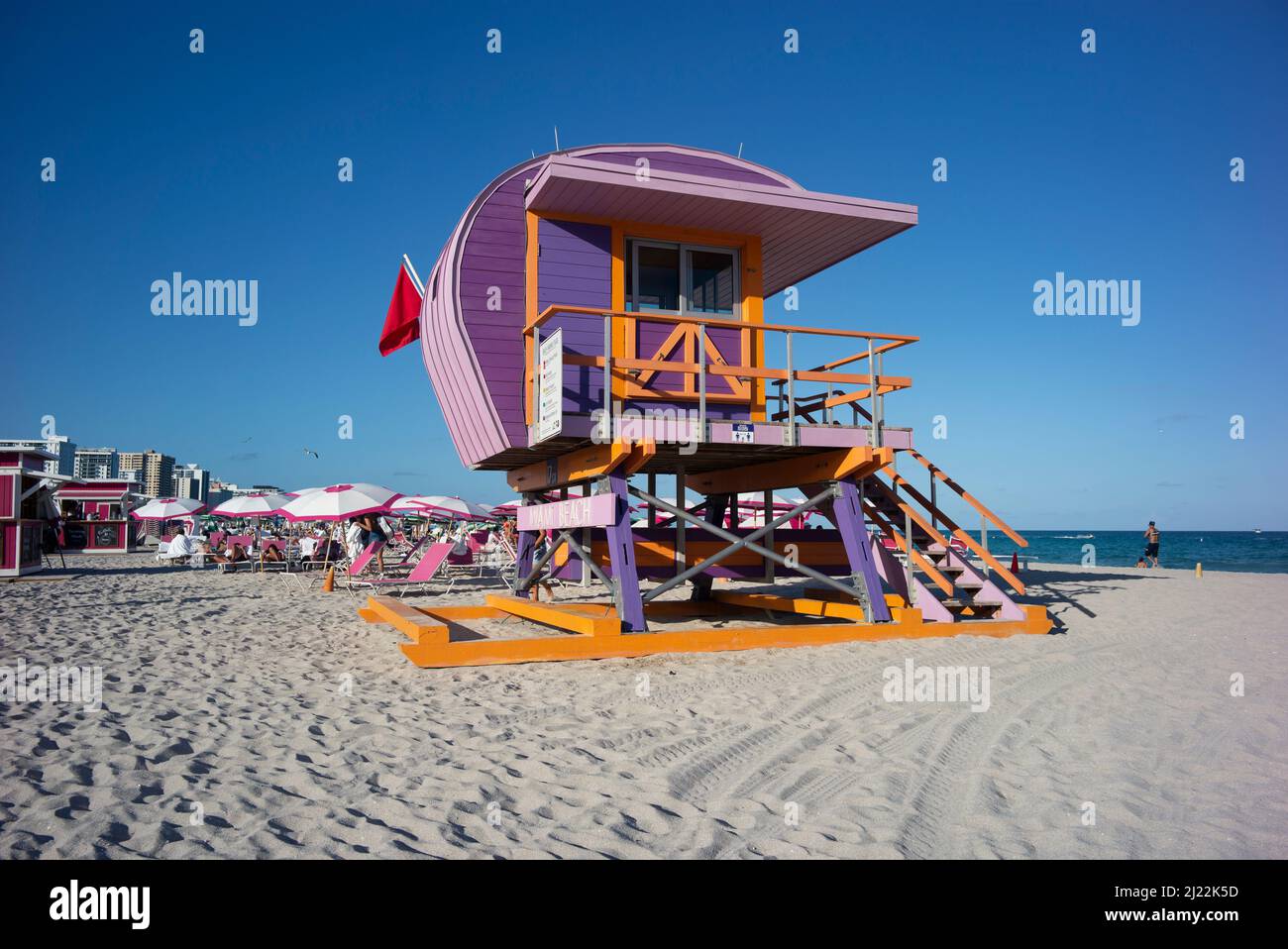 Miami Florida, Lifeguard tower on Miami Beach Stock Photo - Alamy