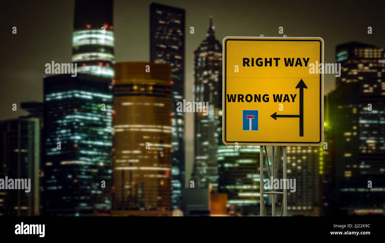 Street Sign RIGHT WAY versus WRONG WAY Stock Photo - Alamy Street Sign RIGHT WAY versus WRONG WAY Stock Photo - Alamy