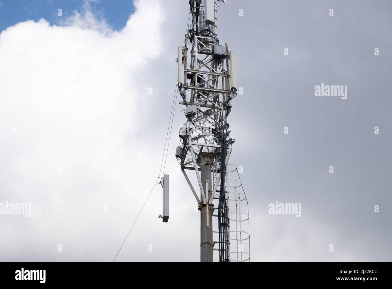 Demount or mount equipment on telecommunication tower of 4G and 5G cellular. Macro Base Station ...