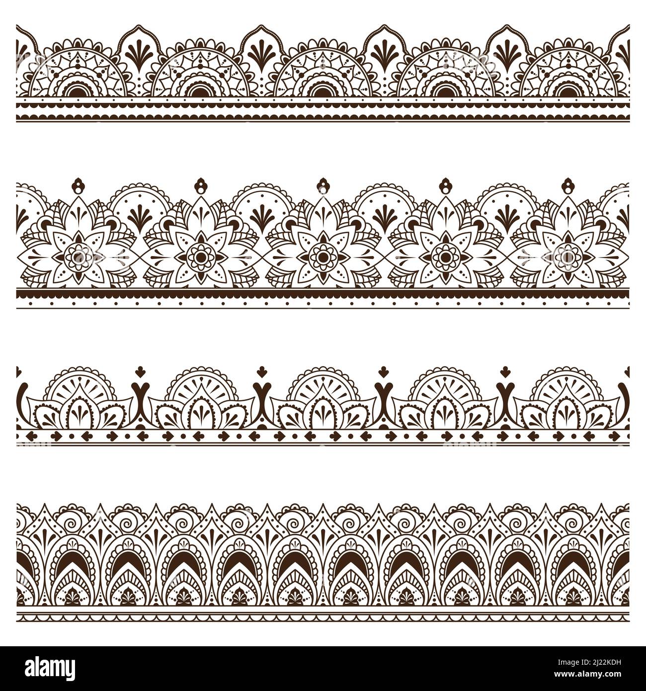 Indian ethnic borders set. Ornate dividers, henna traditional ornament ...