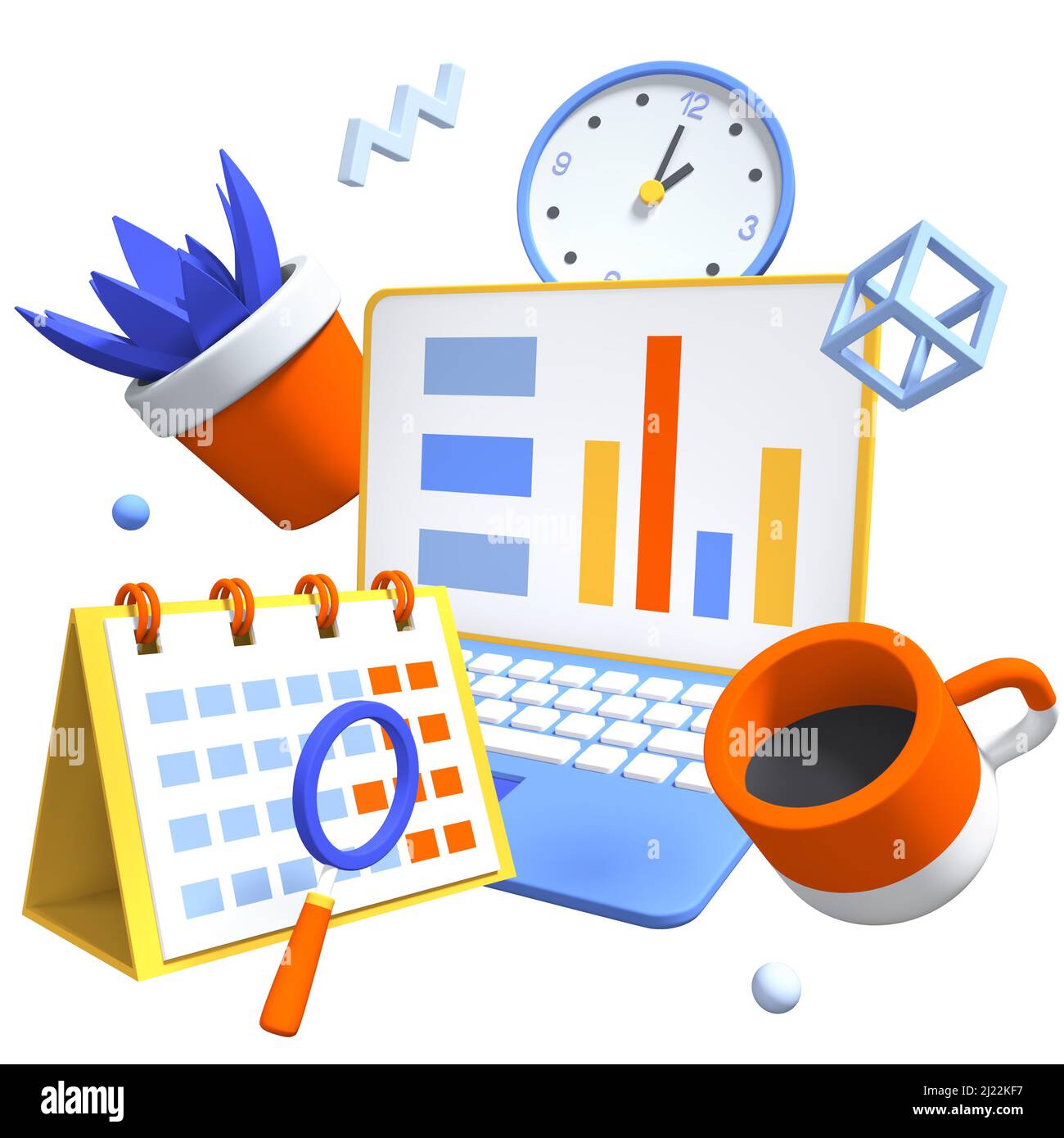 Office work and deadline - modern realistic 3d illustration. Colorful ...